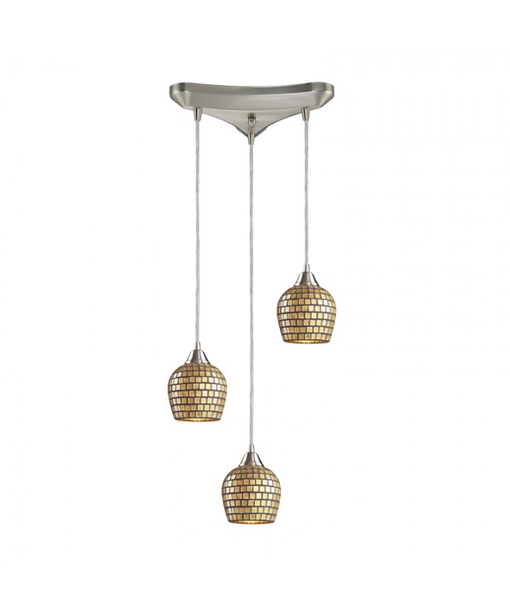 ELK Lighting 528-3GLD Fusion 3 Light Pendant in Satin Nickel and Gold ...