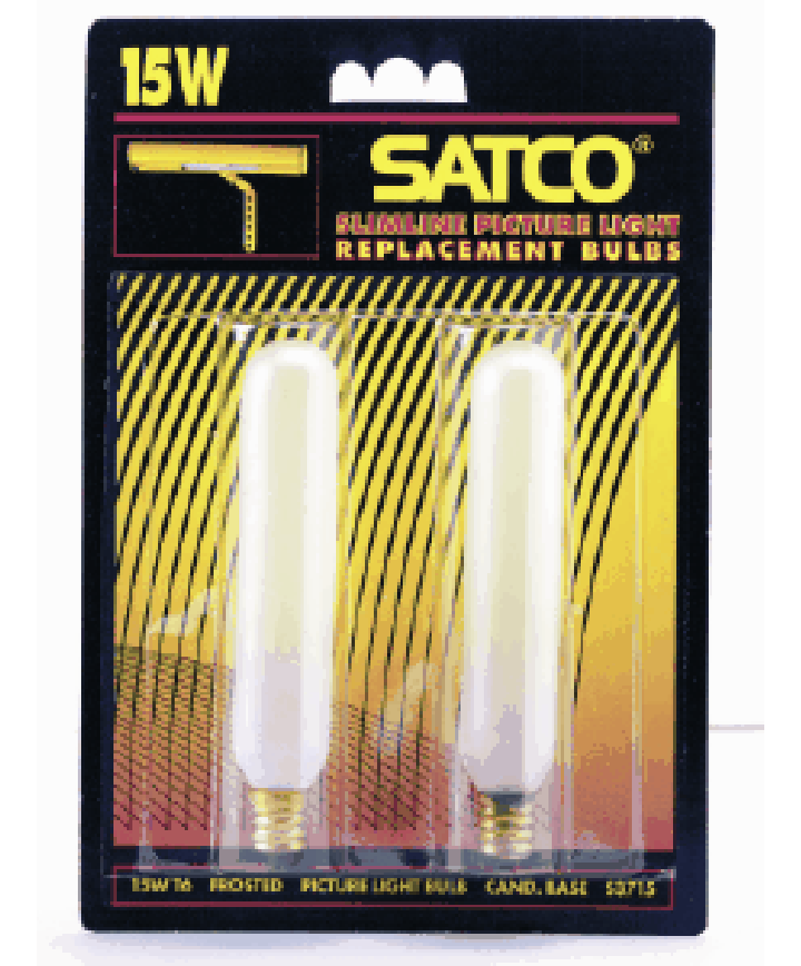 Satco S3715 Satco 15T6/F 15 Watt 120 Volt T6 Candelabra Base Frost ...