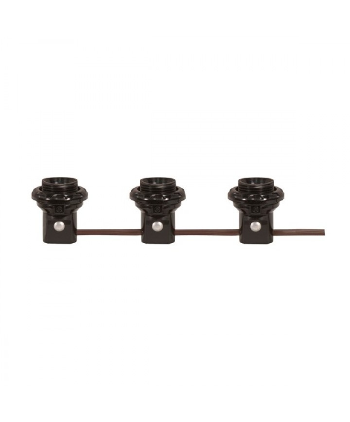 Satco 80/1474 Candelabra Socket 3 Light Threaded Harness Set