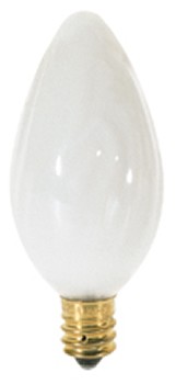 Satco S3372 Satco 25F10/W 25 Watt 120 Volt F10 Candelabra Base White Flame Tip Incandescent ...
