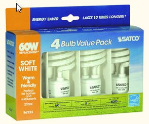 Satco S6235 13T2/27 Satco 13-Watt Mini Spiral 120-Volt 4 Bulb Value ...