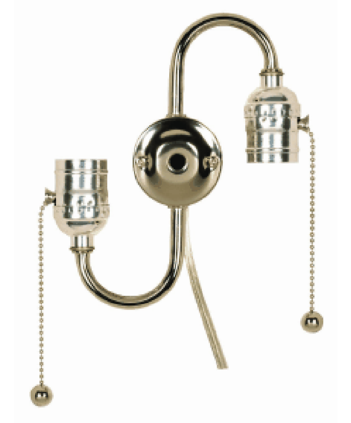 Satco 80/1270 Satco Nickel Twin S Cluster Socket with Pull Chain Brite ...