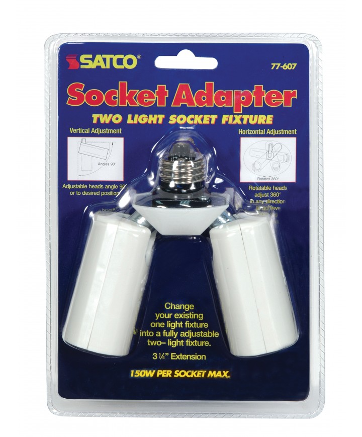 Satco SF77/607 SINGLE TO TWIN SOCKET ADAPTER 150 Watts Sockets