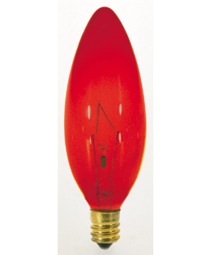 Satco S3219 Satco Light Bulbs 25B9.5/R Red Torpedo Tip Decorative 25W ...