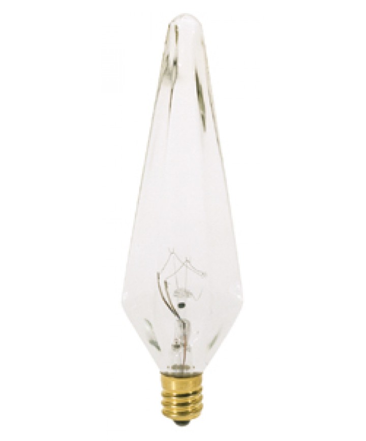 Satco S3744 Satco 25HX10.5 25 Watt 120 Volt HX10.5 Candelabra Base Prismatic Clear Incandescent ...