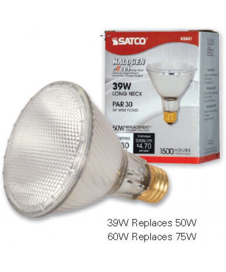 Satco S2239 Satco 39 Watt PAR30 Long Neck Halogen Light Bulb