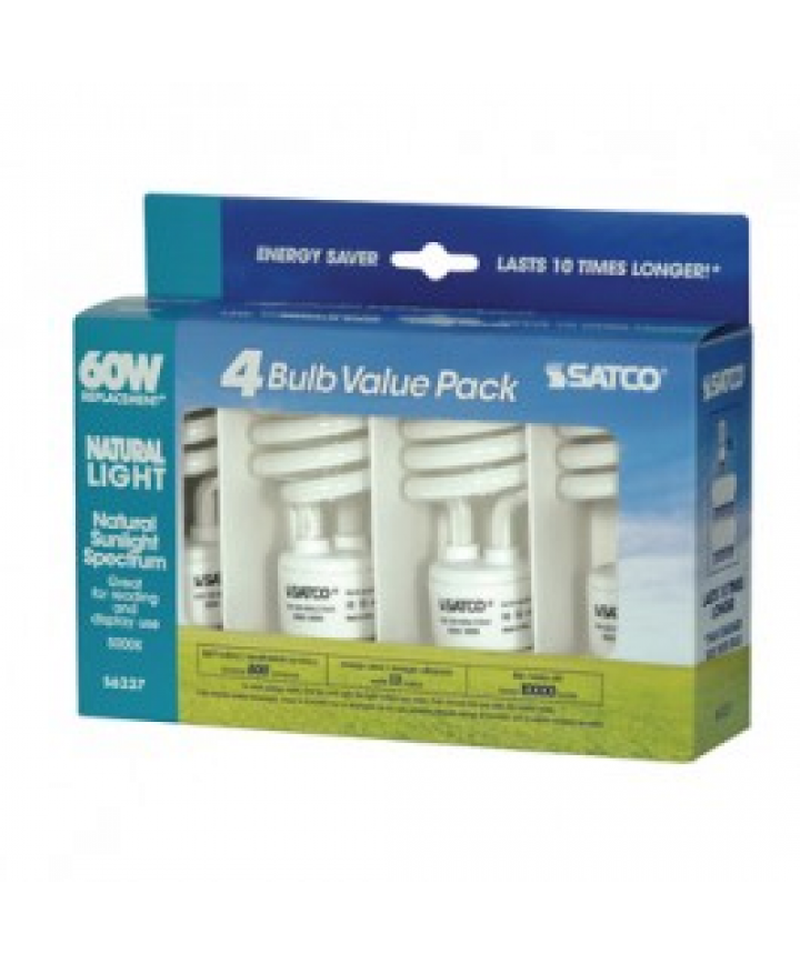 Satco S6237 13T2/50 Satco 13-Watt Mini Spiral 5000K Natural light 4 ...